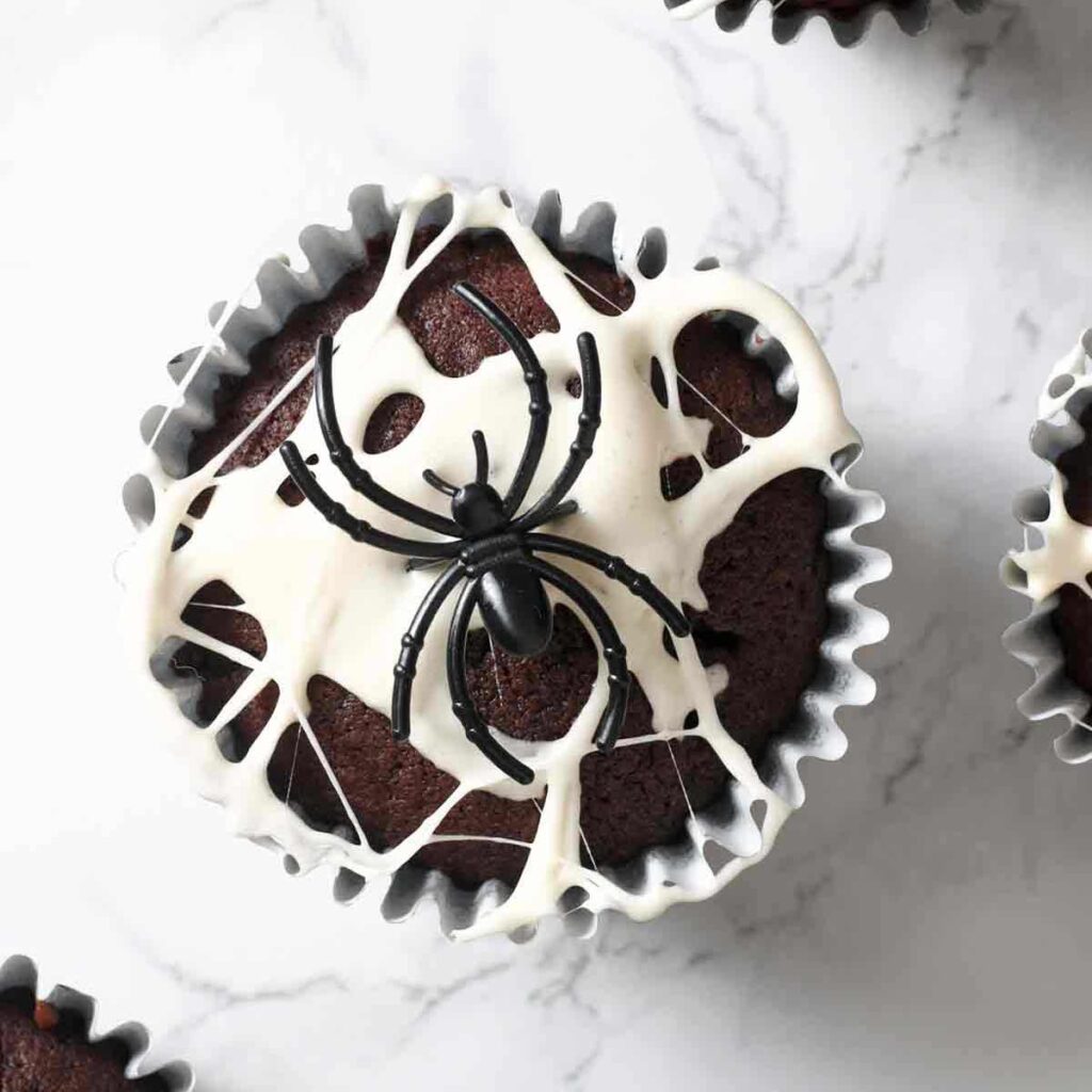 Easy Halloween Spider Web Muffins